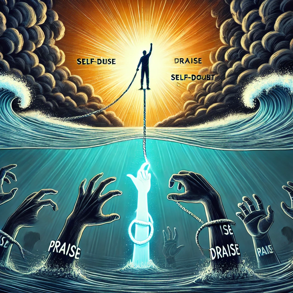 If praise feels like a lifeline, self-doubt is the tide pulling you under.